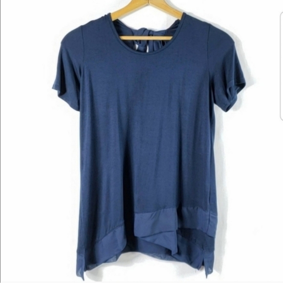 Anthropologie | Tops | Anthro Pebble And Stone Chiffon Hem Tie Top ...